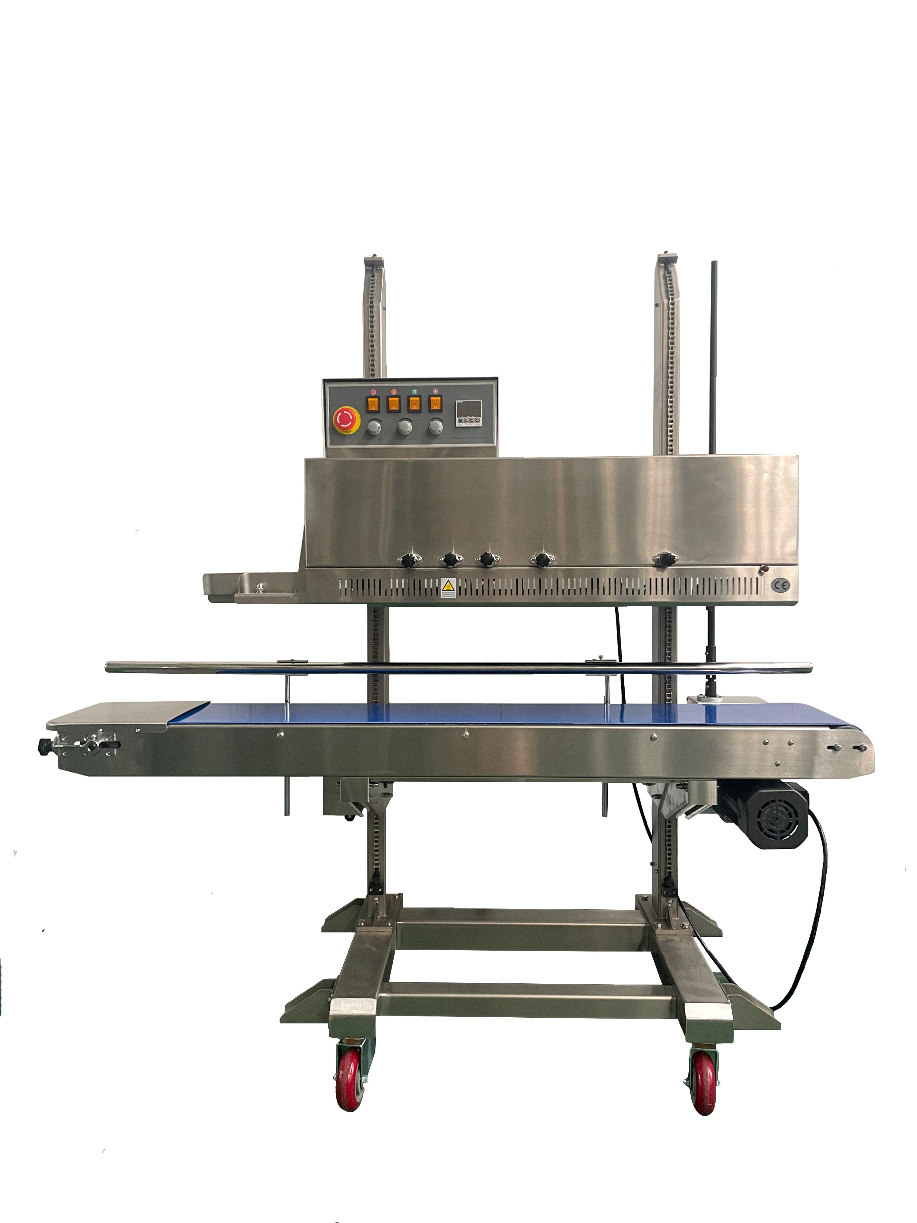 China Automatic Continuous Band Sealer Vertical Stand UP Pouch Premade ...